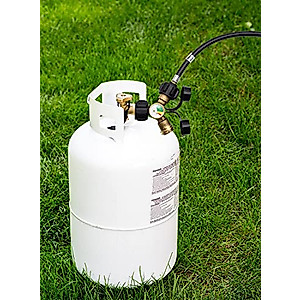 Propane Splitter, 2 Pack Propane Tank Y Splitter Adapter with Gauge and Shut-Off Valve, 2 Way Propane Gas Splitter Adapter for Propane Tank, which for Camping Stoves, BBQ Grills, RV Camper, etc.
