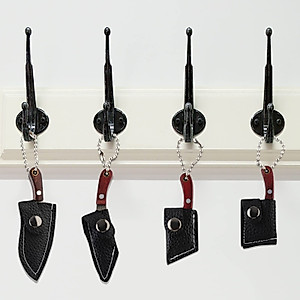 MOVNO Mini Pocket Knife Set Damascus Mini Utility Knife, Tiny Chef Knife with Sheath Cleaver for Package Opener Box Cutter, Camping Outdoor-4pcs-B