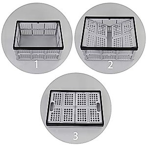 Xowine 30 L Plastic Collapsible Storage Crate, 3-Pack Stacking Folding Storage Crates, Gray, F