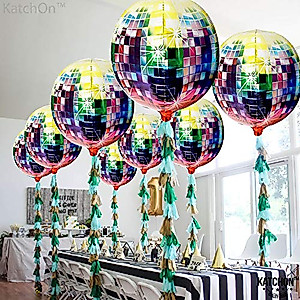 Giant, Disco Ball Balloons 22 Inch - Pack of 6, Disco Balloons | 4D Round 360 Degree Disco Ball Balloon for 80s Party Decorations | Neon Balloons for Disco Party Decorations | 70s Party Decorations