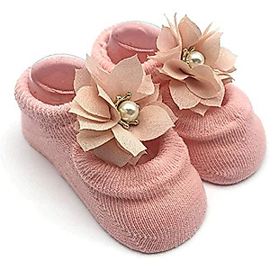 Elesa Miracle 3 Pairs Baby Girl Newborn Baby Photography Props Anti Slip Flower Pearl Bownote Socks