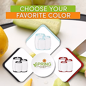 Spring Chef Professional Cutting Boards for Kitchen with Soft Grip, Deep Juice Grooves, Non-Porous Chopping Board, Dishwasher Safe, BPA Free, Set of 3, Mint