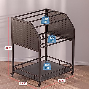 Industree Dumbbell Rack for Home Gym Storage Rack 3 Tier Yoga Mat Kettlebell Dumbbell And Balls Workout Gym Equipment Storage Gym Organization Weight Rack for Dumbbells Home Gym With Wheels And Hooks