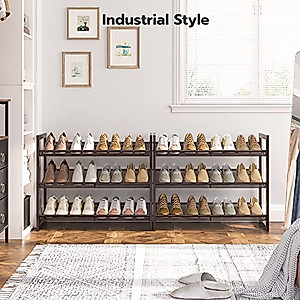 HOOBRO Metal Shoe Rack, 3 Tier Shoe Rack for Closet, Holds 9-12 Pairs of Shoes, 29.5" W x 11.6" D x 24" H, Stackable, for Entryway, Hallway, Living Room Bronze AB62XJ01