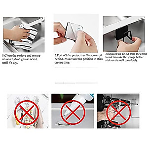 6-Pack Dish Sponge Holder for Kitchen Sink, Sink Caddy, 3m Adhesive Hooks, Kitchen Sink Sponge Caddy, - SUS304 Stainless Sink Adhesive Sponge Holder Cups Sink Accessories, Quick Drying (Black)