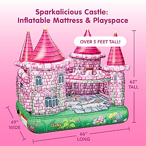 Bixbee Inflatable Pink Princess Castle, Indoor Toddler Playhouse for Kids 3+, Sleepover Mattress Playhouse for Girls & Boys with Built in Motor, Inflates to Over 5ft Tall, Childrens Play House