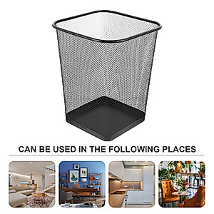 STOBOK Garbage Can Trash Can Kitchen Waste Container Desktop Trash Bin Round Waste Bin Mesh Wastebasket Office Wastebasket Vintage Recycle Bin Trash Rack Silk Screen Waste Paper Box Iron
