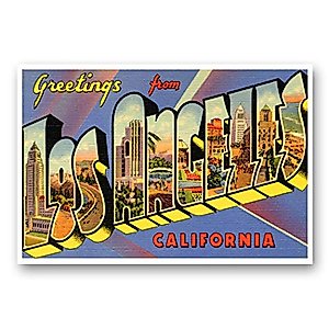 GREETINGS FROM LOS ANGELES, CA vintage reprint postcard set of 20 identical postcards. Large letter Los Angeles, California city name post card pack (ca. 1930's-1940's). Made in USA.