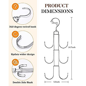 Purses Hanger Organizer for Closet, Myfolrena Metal Purse Holder for Closet Space Saving Bag Storage Hook for Hanging Handbags, Belts,Scarves,Tote,Hats,Clothes,Bags,Ties (Silver)