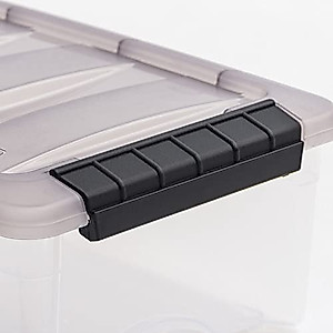 IRIS USA 6 Quart Stack & Pull Clear Storage Box, Gray, 12 Pack