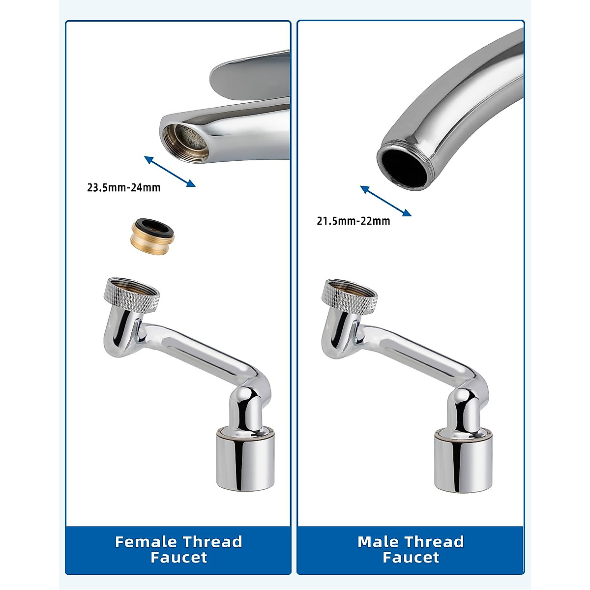 Hibbent 1080° Swivel Faucet Extender, Metal Rotatable Sink Faucet Aerator with Brass Extension, Dual Function 2 Modes Kitchen & Bathroom Sink Sprayer, Faucet Attachment for Gargle/Eye/Face Washing