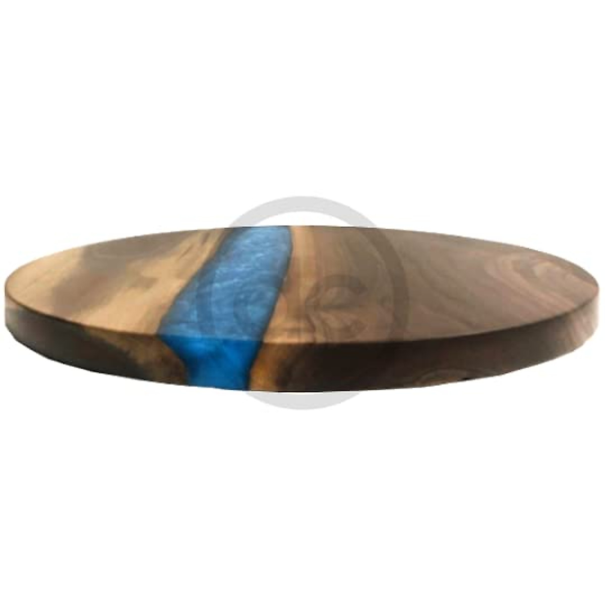 DutchCrafters 17" Round Lazy Susan, Solid Walnut Wood with Blue Resin Epoxy River Rotating Tray - Amish Made in America