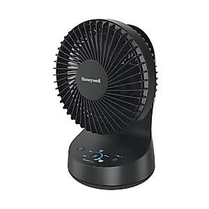 Honeywell QuietSet 5 Oscillating Table Fan, Black – Personal and Small Room Fan with Quiet Operation and 5 Levels of Power and Sound