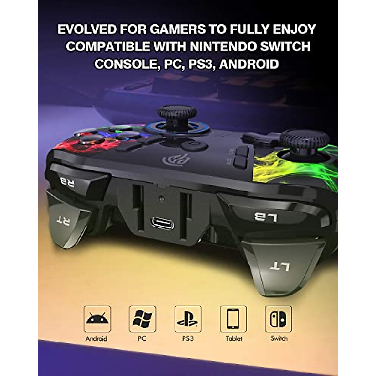 EasySMX Wireless PC Controller, Dual-Vibration Joystick Gamepad Computer Gaming Controller for PC Windows 7/8/10/11/12, Steam, PS3, Switch and Android- Black