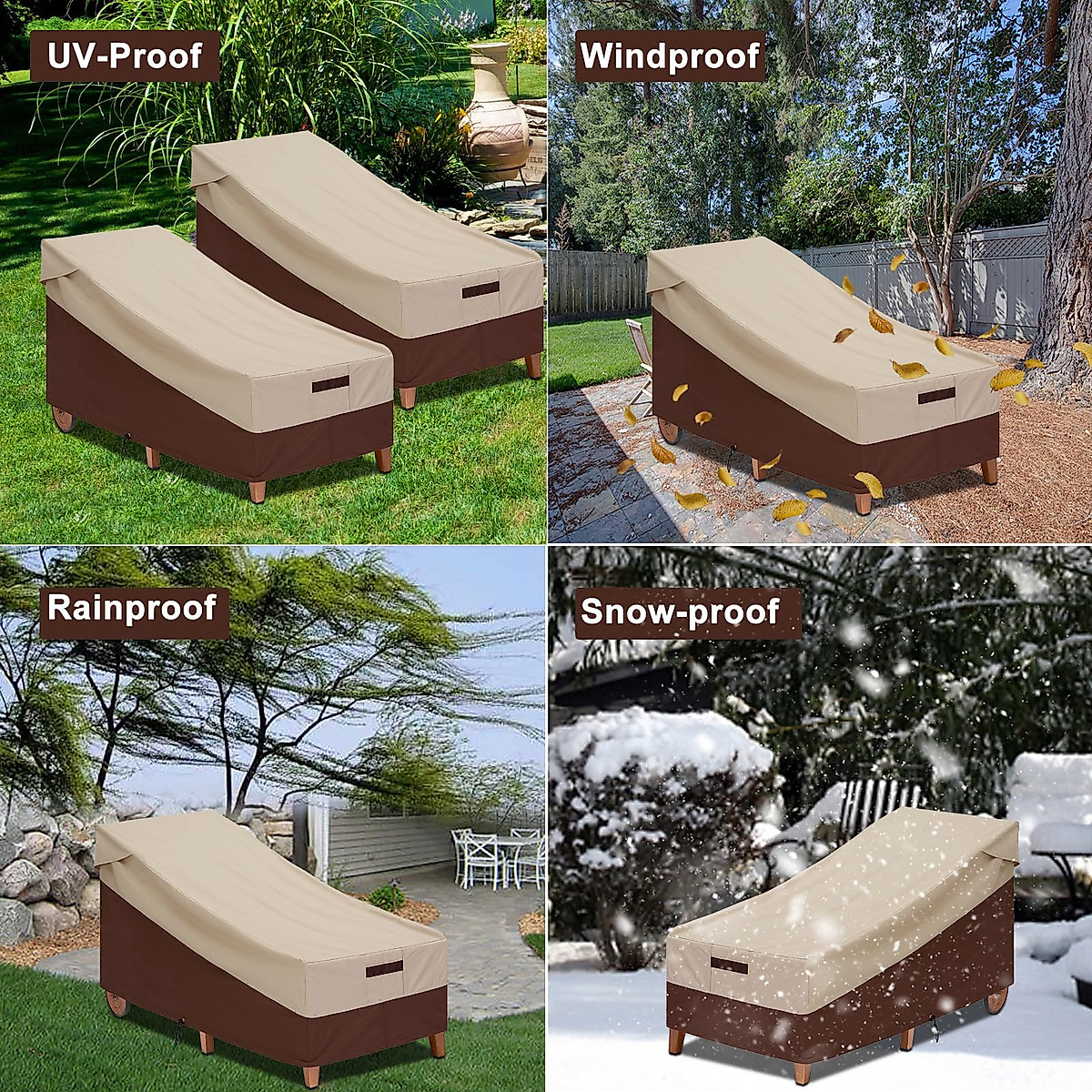 ELEXTYLE Outdoor Lounge Chair Cover Waterproof Patio Chaise Lounge Covers Heavy Duty Durable 600D UV-Resistant Veranda Lounge Covers for Outdoor Furniture,70"L X 28"W X 30"H