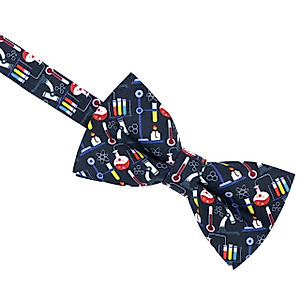 OCIA Funny Pattern Pre-tied Bow Tie Cotton Adjustable Bowtie for Mens & Boys White Black Red Yellow Blue(Chemistry) M - (6yrs to Young Adults)