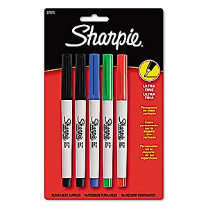 SHARPIE 37675Pp Permanent Markers Ultra Fine Point Assorted Colors 5/Set