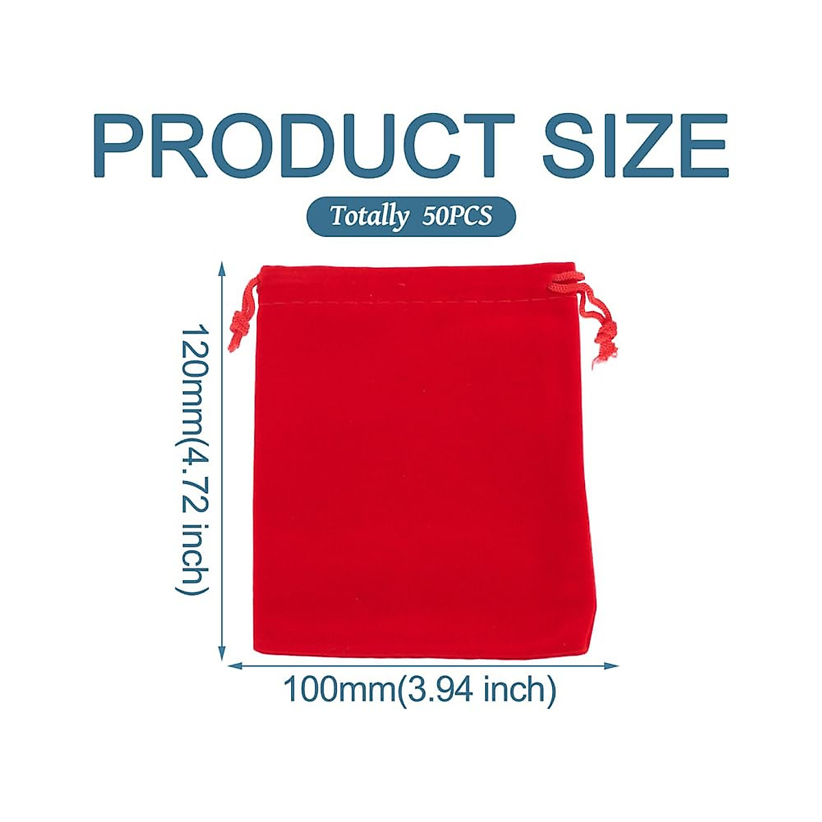 FASHEWELRY 50pcs Small Drawstring Velvet Bag 4.7x4 inch Jewelry Gift Pouches Red Party Wedding Favor for Candy Ring Dice Watch Packing Keepsakes
