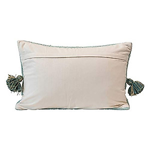 Creative Co-Op Woven Cotton Lumbar Wrapped Appliqued Cord & Tassels, Multi Color Pillow