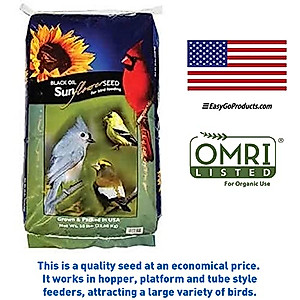 EasyGoProducts Black Oil Sunflower Bird Seed Food – Wild Birds, Cardinals, Squirrels and Much More – 25 Lbs