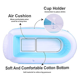 Portable Plastic Bathtub,Folding Spa BathTub for Adults, Freestanding Soaking Tub Non-Inflatable Ice Bath Tub, Thickened Thermal Foam to Keep Temperature (Inflatable Bathtub)