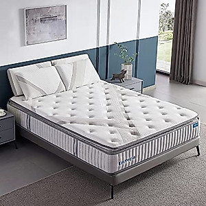 Twin XL Size Mattress, Lechepus 12 Inch Cooling Gel Memory Foam Hybrid Mattress with Pocket Innersring, Medium Firm Pillow Top Mattress for Supportive & Pressure Relief