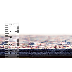 Rugs.com Rabia Collection Rug – 2' 7 x 12' Runner Navy Blue Low Rug Perfect for Hallways, Entryways