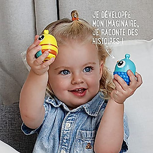 Lalaboom My First Step-by-Step Developmental Sensory 25 Piece Character Bead Activity Set – Pop, Twist, Mix, Stack, and Lace — Montessori Method STEM Focus – Dishwasher Safe - Ages 10 Months+ - BL320