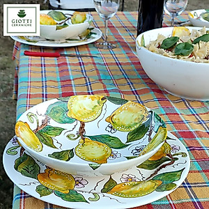 Large Ceramic Bowl for Kitchen - Italian dinnerware pasta bowl - Platter serving tray - Hand painted Lemon pottery bowls - Made in Italy plates set - Ceramics salad tuscan soul pottery