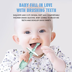 Kisdream Infant Baby Toddler Kid Toothbrush:Chewable Extra Soft Bristle Beginner Brushing Teeth for 2 Months - 5 Year Old Stage 1-3 Age Training First Suction Tooth Brush Set Bpa Free (MT2404)