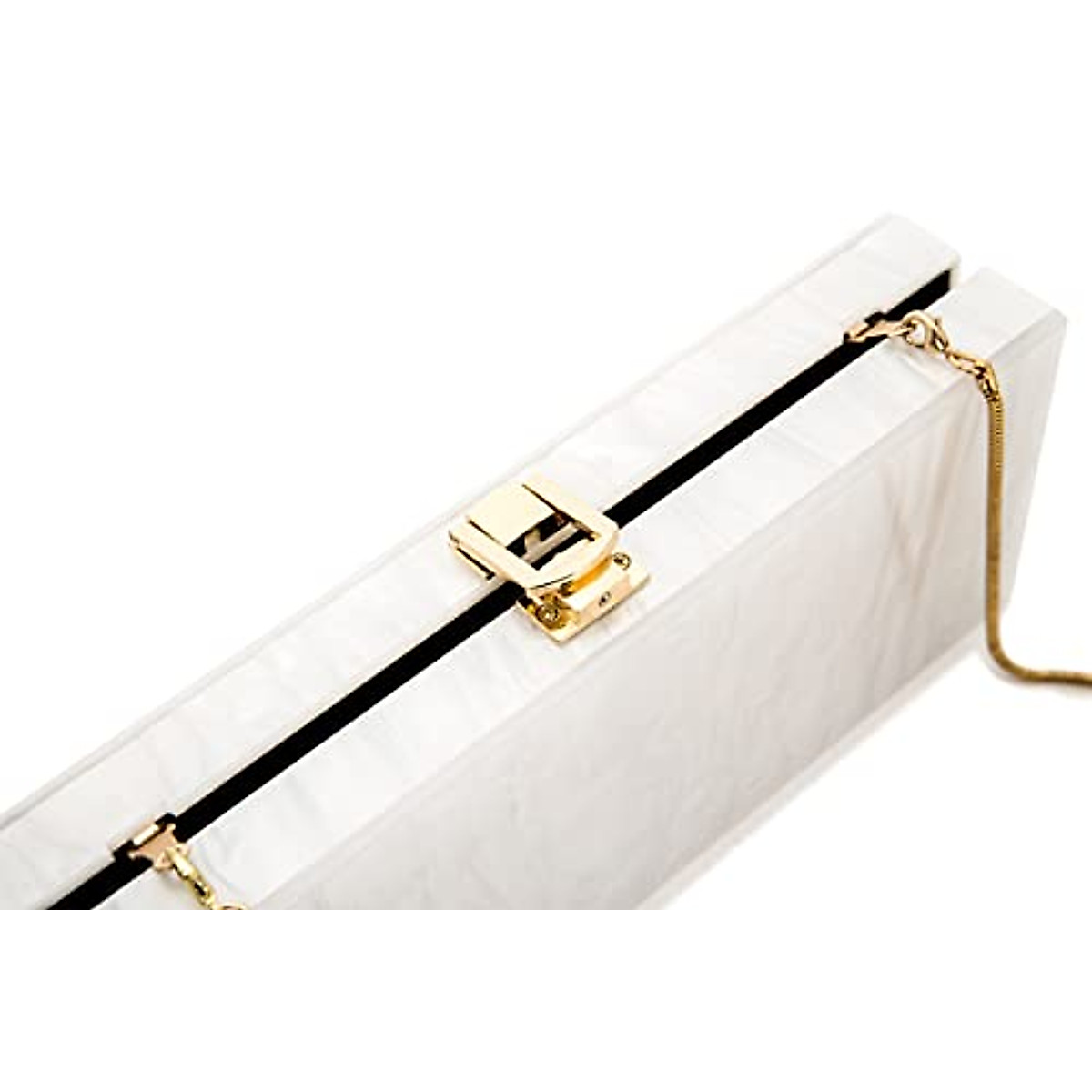 Acrylic Clutch Evening Bag Long Pearl Acrylic Clutch Purse Handbag for Dinner Party Wedding iPhone White