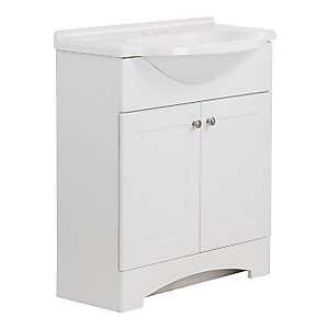 Spring Mill Cabinets Zarna 31 Inch Bathroom Vanity with White Drop-in Single Sink Top, 2-Door Cabinet, 31" W x 18.78" D x 36.63" H, White