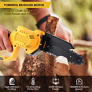 Mellif Cordless Power Chainsaw for Dewalt 20V Max Battery (Battery NOT Included) 6-Inch Hand-held Mini Pruning Saw with Brushless Motor & Replacement Chain for Wood Cutting | Tree Trimming | Camping