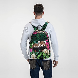 FeHuew 16 inch backpack Tropical Cute Red Panda Laptop Backpack Full Print School Bookbag Shoulder Bag for Travel Daypack