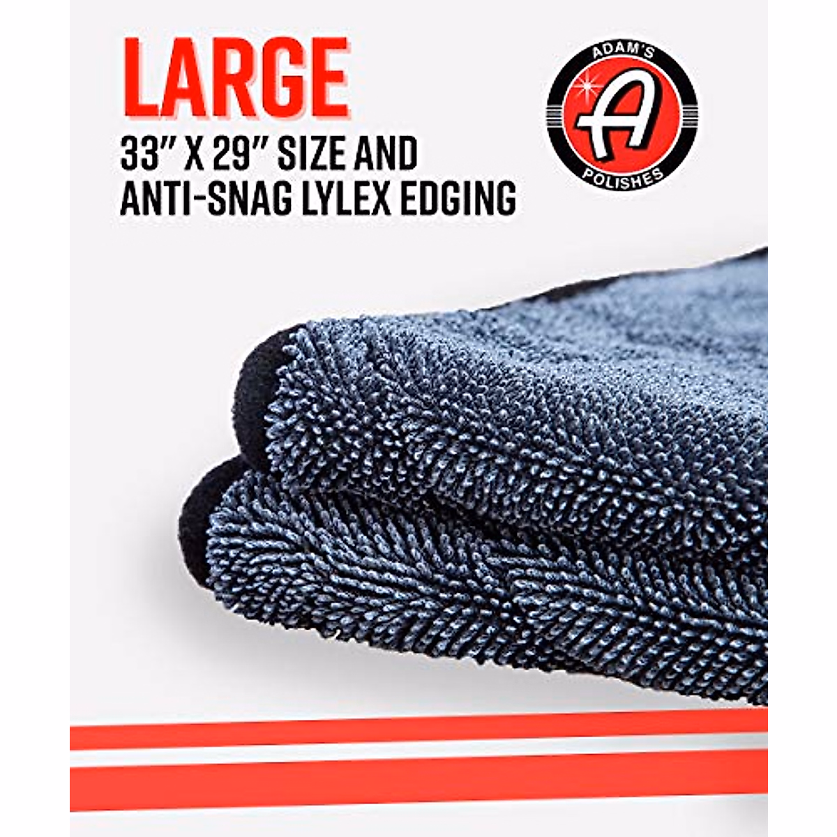 Adam's Jumbo Plush Drying Towel 33 x 29 inches 1500 GSM - The Most Absorbent Microfiber Drying Towel You Have Ever Used (1 Pack)
