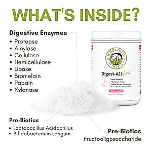 Wholistic Pet Organics Digest-All Plus: Horse Probiotics Powder - Equine Probiotics and Prebiotics with Digestive Enzymes - Equine Digestive Supplements for Gas, Constipation and Gut Health - 1 Lb
