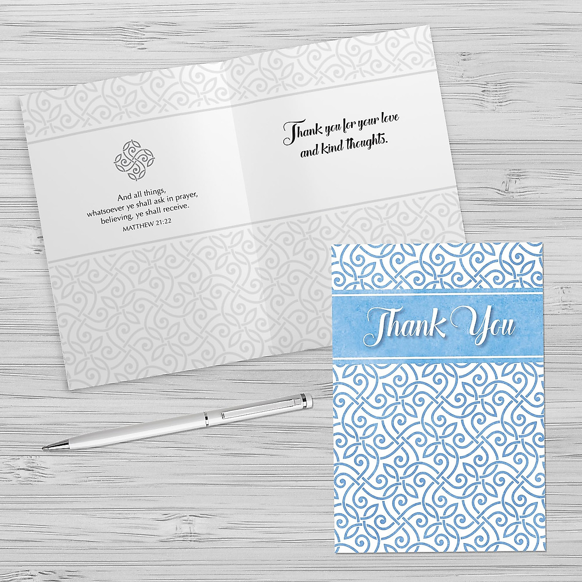 Faithfully Yours Designer Greetings Inspirational Thank You Boxed Card Assortment, With Gratitude with Biblical Scripture Verses (Box of 12 Greeting Cards with Envelopes)