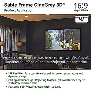 Elite Screens Sable Frame CineGrey 3D, 150-inch Diagonal 16:9, 8K 4K Ultra HD Ready Ceiling and Ambient Light Rejecting Fixed Frame Projector Screen, CineGrey 3D Projection Material, ER150DHD3