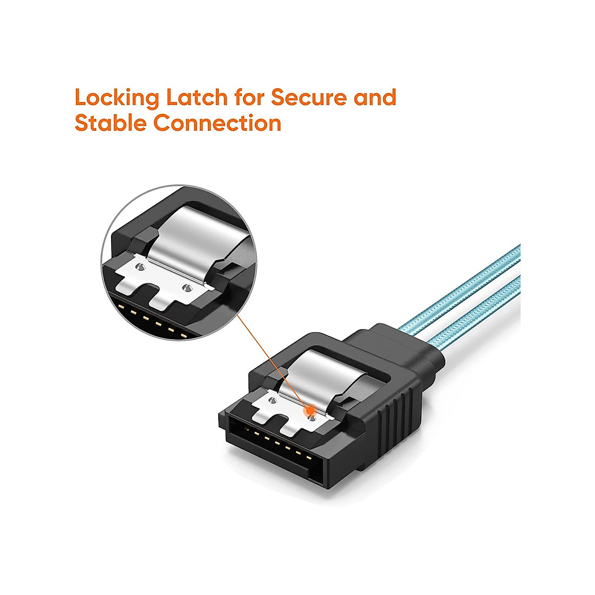 CableCreation SATA III Cable, [5-Pack] 18-inch SATA III 6.0 Gbps 7pin Female Straight to Straight Angle Female Data Cable with Locking Latch, 1.5 FT Blue