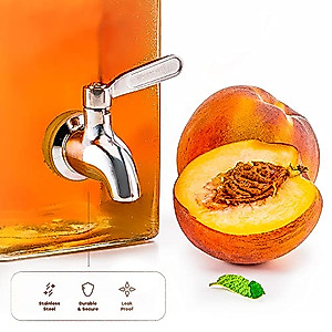 Kook Glass Drink Dispenser, with Leak-Proof Stainless Steel Spigot, Clear Rectangular Mason Jar, Beverage Storage for Fridge, for Water, Iced Tea, Sangria, Lemonade, 80 oz (1)