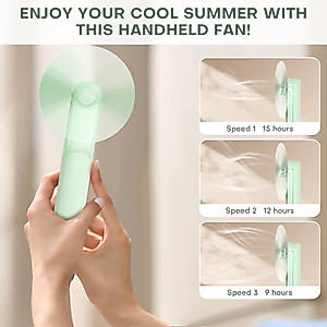 Nezylaf Handheld Mini Fan，Portable Small Pocket Fan，Rechargeable Personal Fan with Power Bank 2000mAh, Travel Essentials for Women