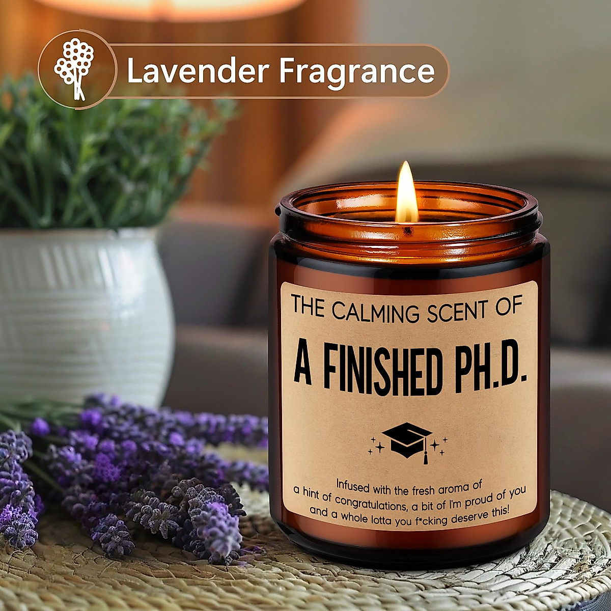 LEADO Graduation Candle - PhD Graduation Gifts, Doctorate Graduation Gifts, 2024 Graduation Gifts for Her, Him - Funny Dissertation Gift, Congrats Grad Gifts for Doctoral Graduates, Women, Men