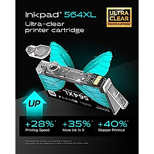 iNKPAD 564XL Ink Cartridges Replacement for Original HP 564 XL Combo Pack - Compatible for Photosmart 5520 6520 7510 7520 DeskJet 3520 Premium C309A C410A Printer (2BK/C/M/Y-5 Pack)