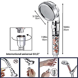 WHYJJQIAN High Pressure Shower Head with Handheld & Shower Filter for Hard Water,Detachable Water Saving & Massage Setting Shower Heads with Hose and Holder for Dry Skin & Hair