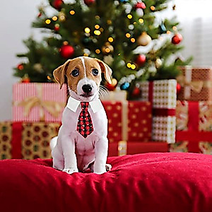 ADOGGYGO Christmas Dog Necktie Pet Tuxedo Christmas Dog Neck Tie Collar with Red Plaid Tie for Small Medium Large Dogs Pets (Large, Red & Black)