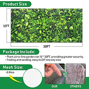 10 * 30FT 2 Pack Garden Netting Mesh Barrier, Ultra Fine Plant Netting for Garden Protection, Fruit Tree Netting for Blueberry Bushes, Row Covers for Vegetables, Mosquito Netting for Patio