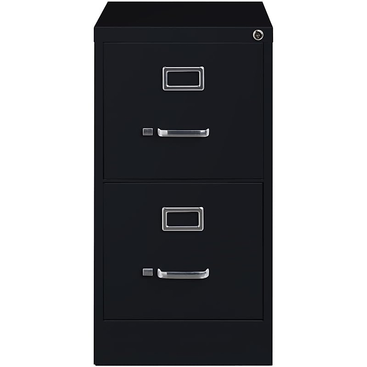 Pemberly Row 22" Deep 2-Drawer Classic Design Metal Letter Width Vertical File Cabinet, with Lock, Steel Ball-Bearings, Commercial Grade, for Business/Educational/Personal Office, in Black