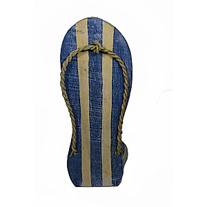 WorldBazzar Hand Carved FLIP Flop Blue Paper Towel Holder Wood Carving Nautical Statue Kitchen Gadget Sculpture