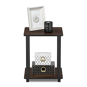 Furinno Simplistic Set of 2 End Table, Columbia Walnut/Black