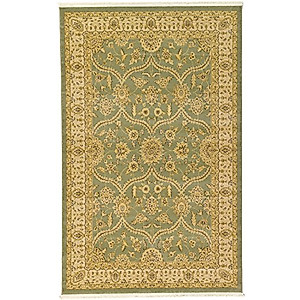 Unique Loom Edinburgh Collection Classic Oriental Traditional French Floral Country Inspired Design Area Rug, 5' 1" x 8' Rectangle, Light Green/Cream
